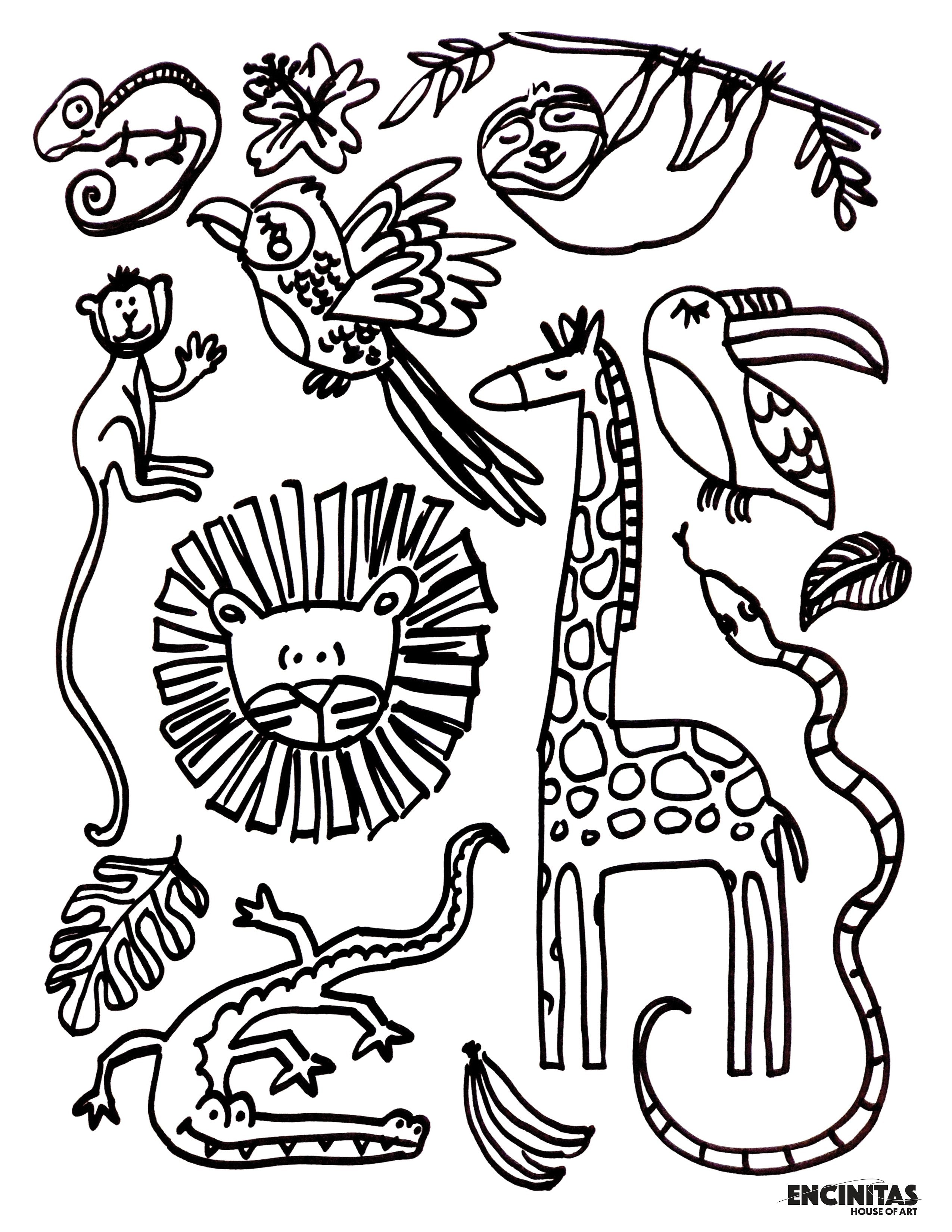 lots of animals coloring page