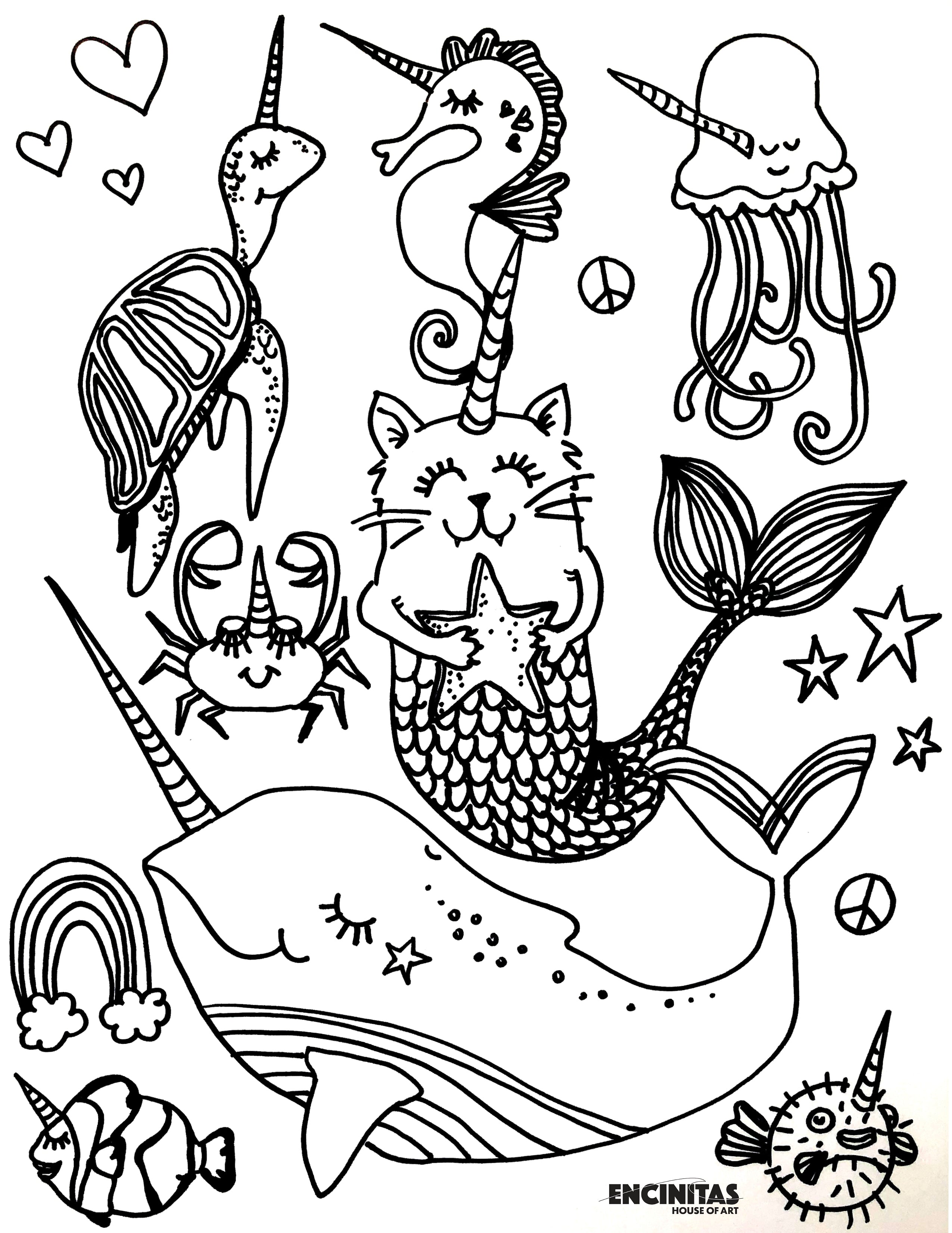 coloring pages cat unicorn