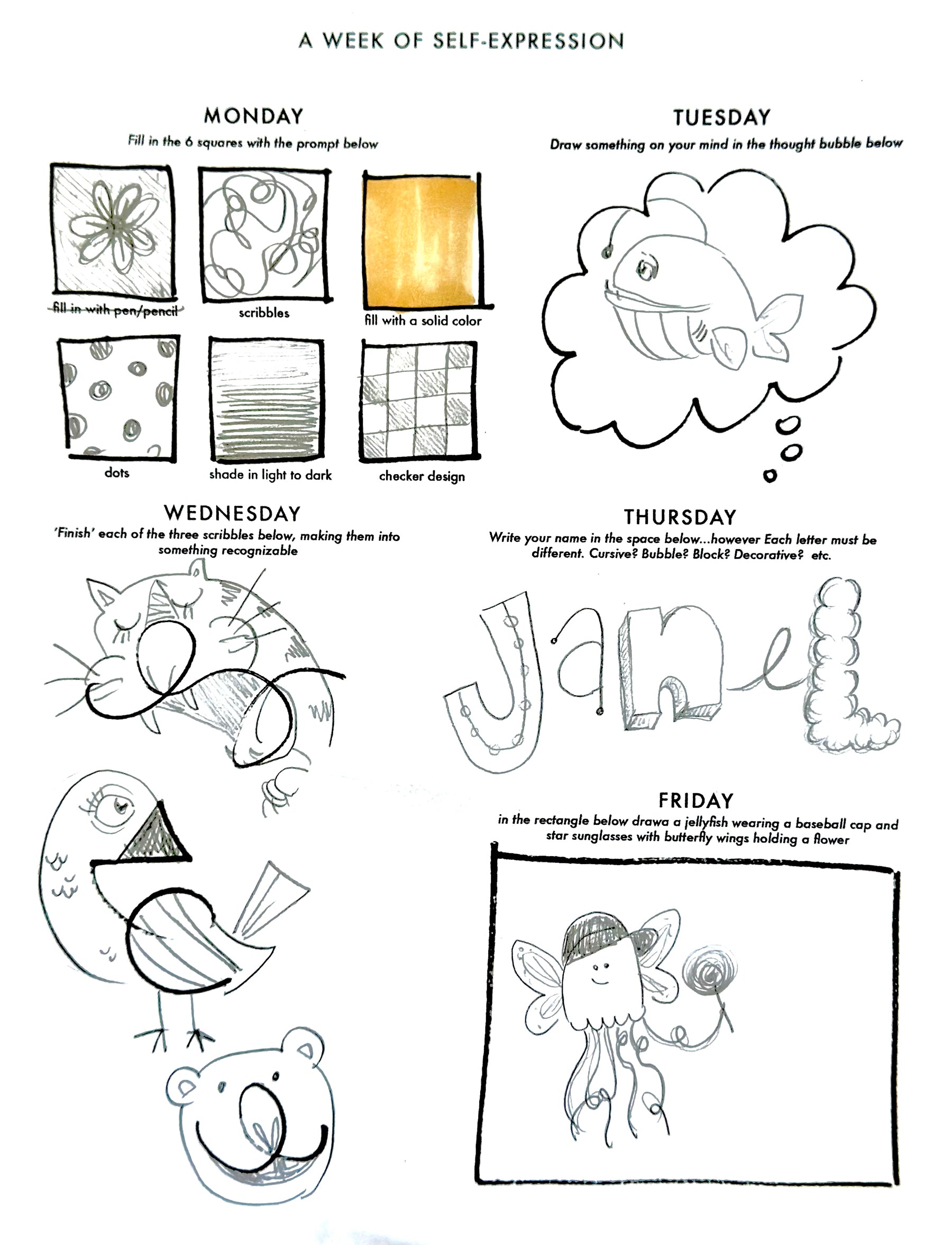 Sparkle or Die Week Worksheet - Self Expressive Art – Encinitas House ...