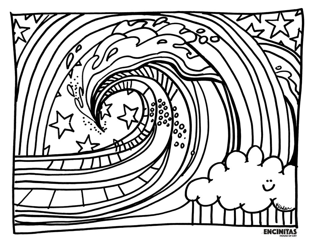 Beach Waves Coloring Page Zentangle Drawing Ocean Waves Stock