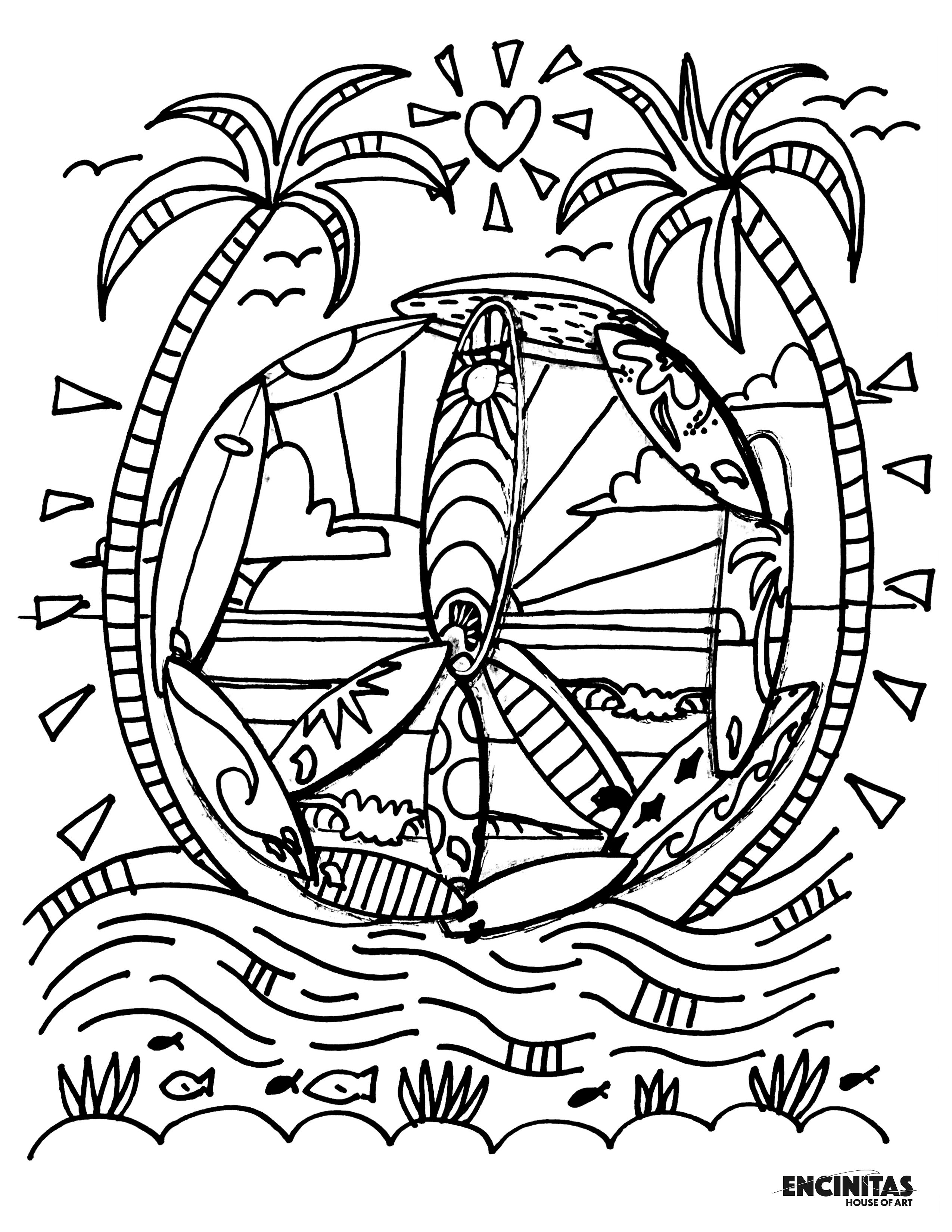 Peace Boards Coloring Page – Encinitas House of Art
